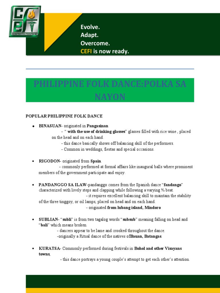 Philippine Folk Dance:Polka Sa Nayon: Evolve. Adapt. Overcome. Is Now ...