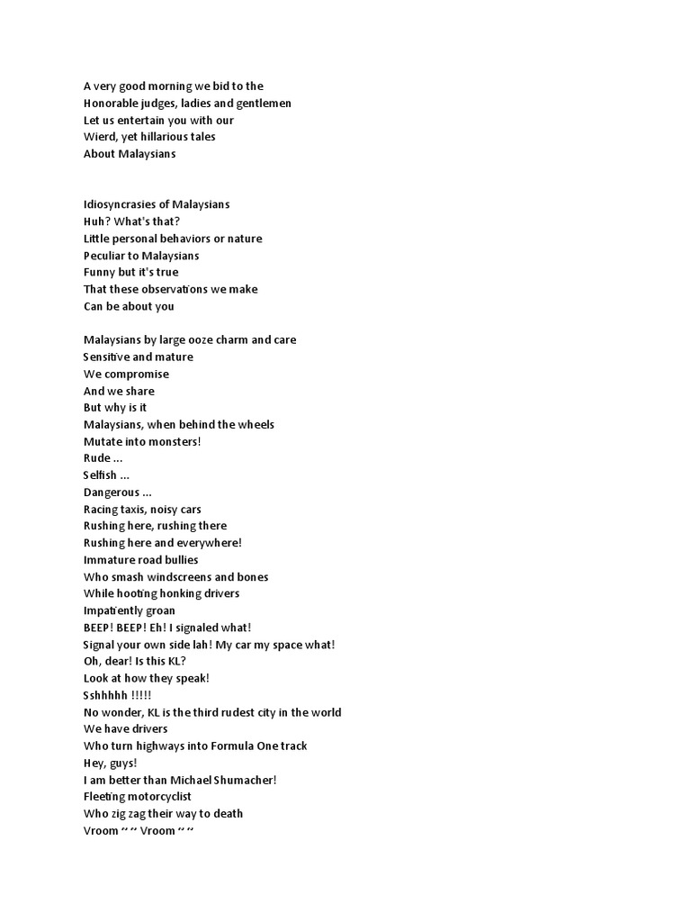 Choral Speaking Text