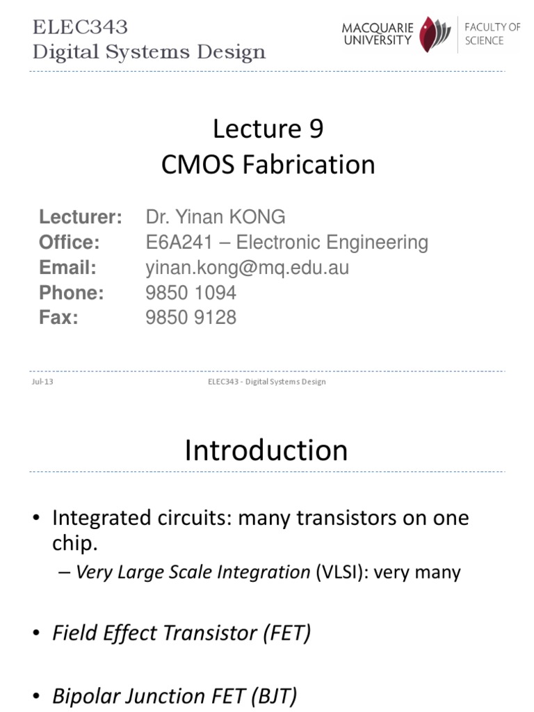 Lecture1-EE6801 2020 Vlsidesign8yinan | Download Free PDF | Field Effect Transistor | Mosfet
