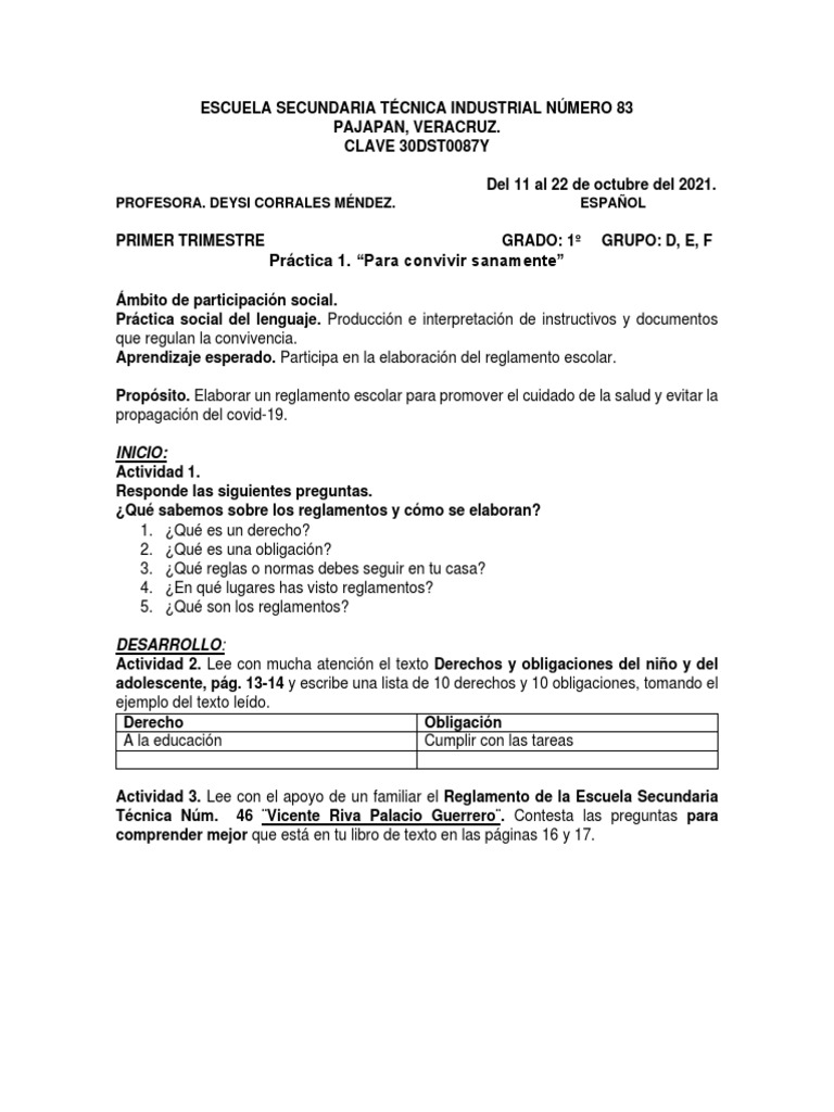 1o. ESPAÑOL PRACTICA 1 | PDF | Crecimiento personal y profesional