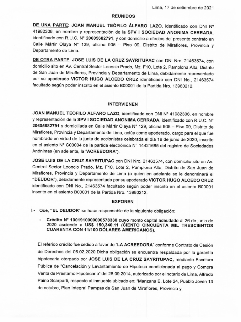 Contrato de Arras Por Deuda Hipotecaria 2021 | PDF
