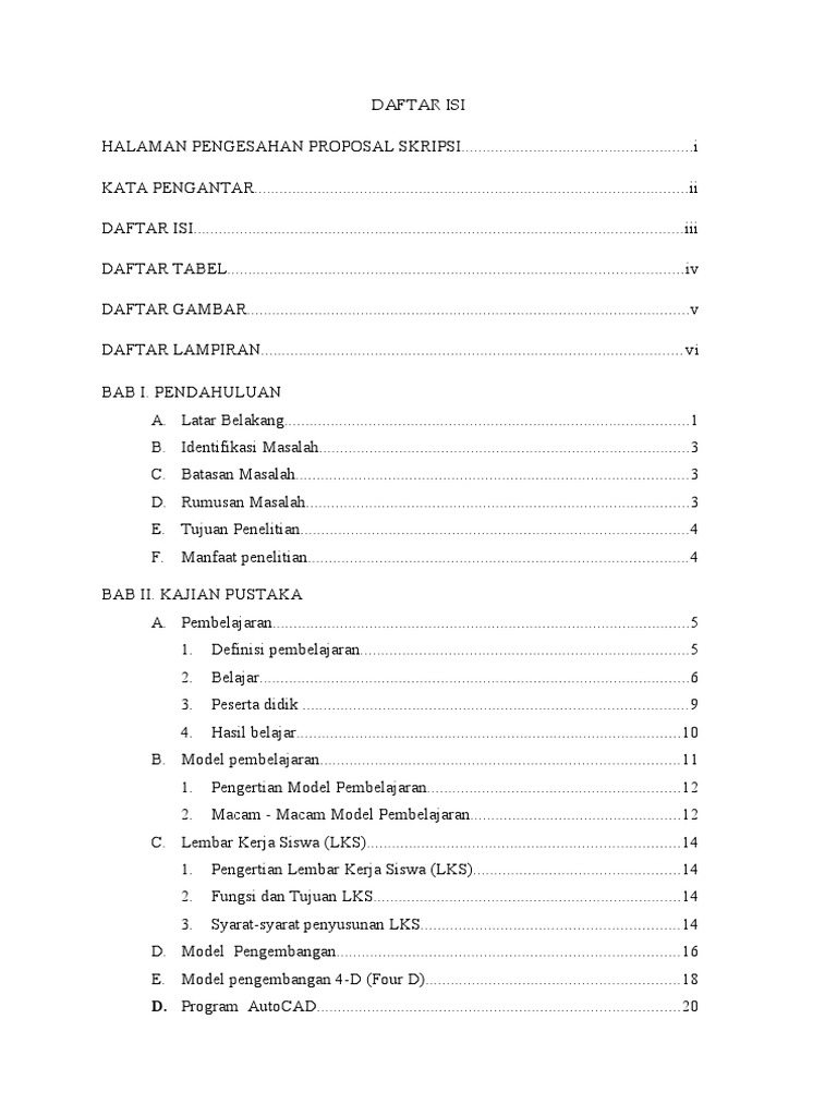 Struktur Daftar Isi Proposal Skripsi | PDF
