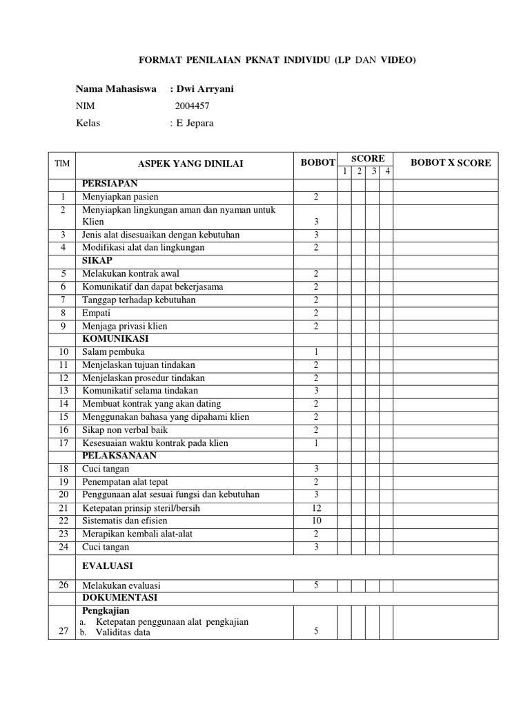 Form Penilaian | PDF