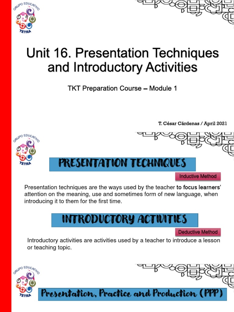 Unit 16. Introductory Activities and Presentation Techniques | PDF ...