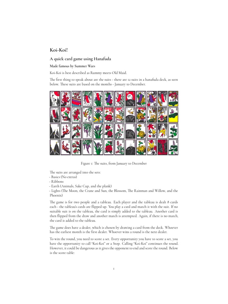 Koi-Koi!: A Quick Card Game Using Hanafuda | PDF | Tabletop Games | Toys