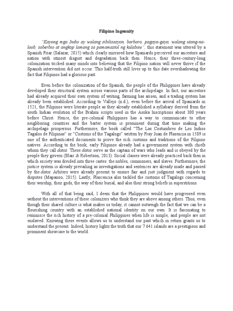 Filipino Ingenuity | PDF | Tagalog Language | Philippines