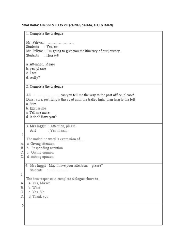 English Dialogue Completion Exercises | PDF | Language Arts & Discipline | Home & Garden