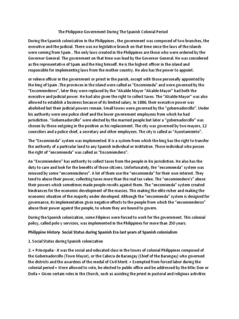 The Philippine Government During The Spanish Colonial Period | PDF ...