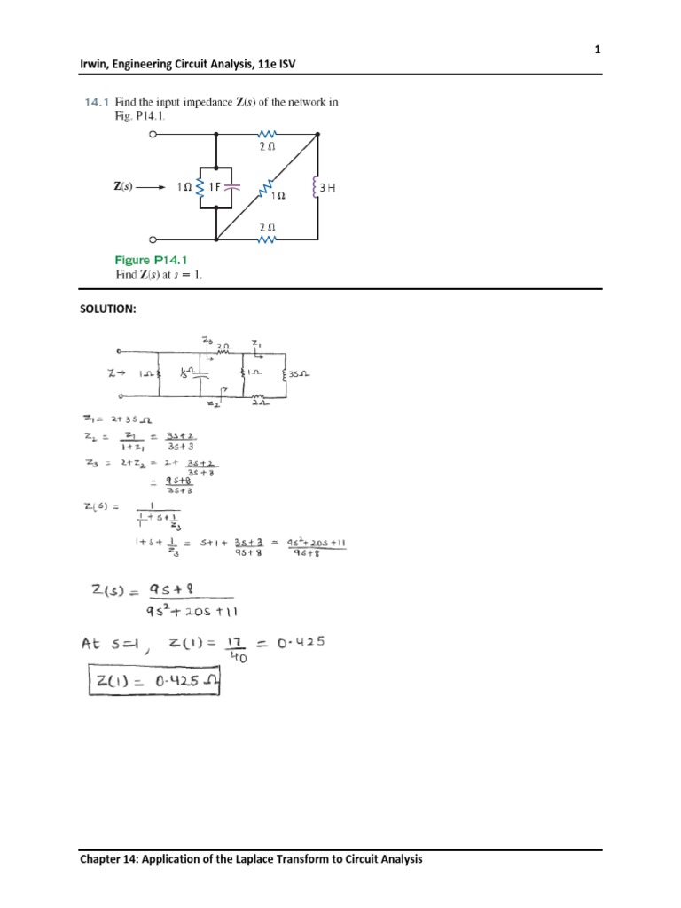 Irwin, Engineering Circuit Analysis, 11e ISV Chapter 14 | Download Free PDF | Network Analysis ...