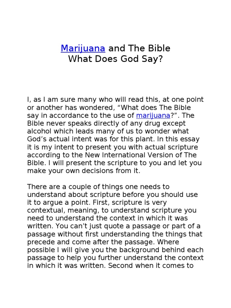 Marijuana and The Bible | PDF | Anointing | Paul The Apostle