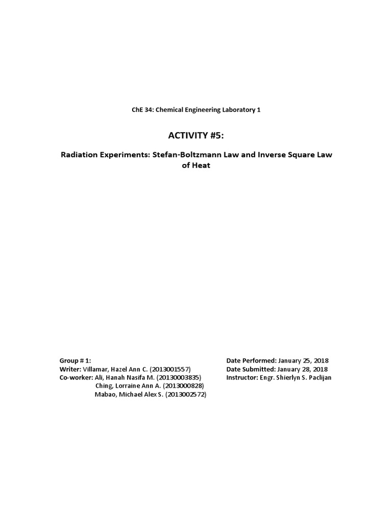 Act 5 RadiationExperiments Grp1 | PDF | Electromagnetic Radiation ...