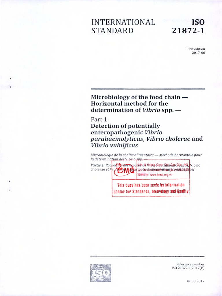 ISO 21872-1-2017-Phathogen Vibrio | PDF