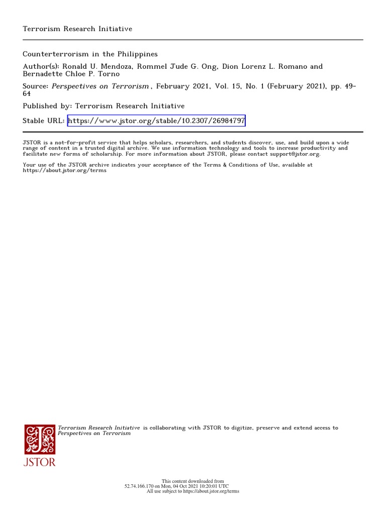 Counterterrorism Challenges in the Philippines | PDF | Counter ...