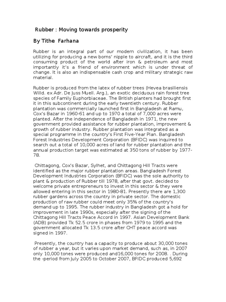 Rubber: Bangladesh's Cash Crop Potential | PDF | Natural Rubber ...