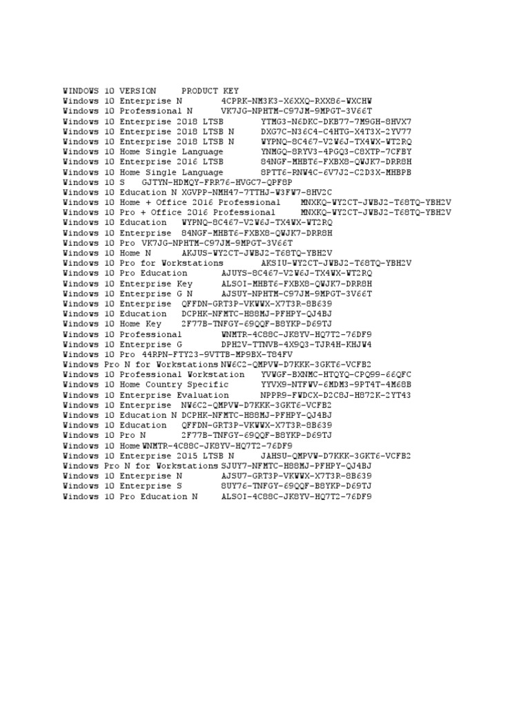 Windows 10 Versionproduct Key | PDF | Windows 10 | Personal Computers