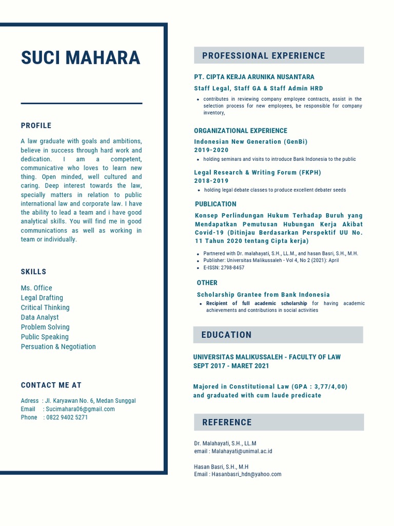 CV Suci Mahara (Law) | PDF | Communication | Cognition