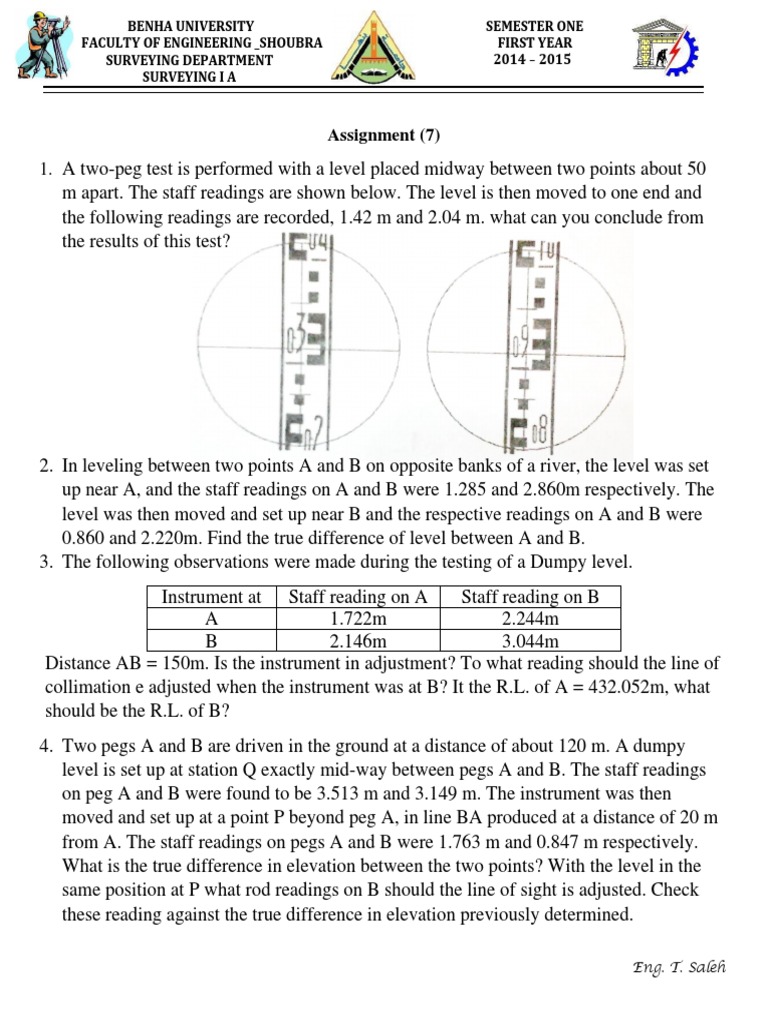 7 Two-Peg Test and Longitudinal Section | PDF | Surveying | Slope