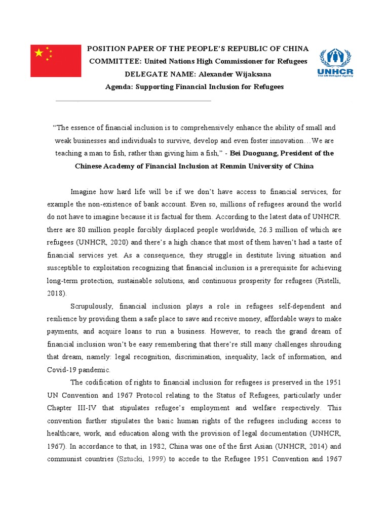 China's Position on Refugee Financial Inclusion | PDF | Refugee ...