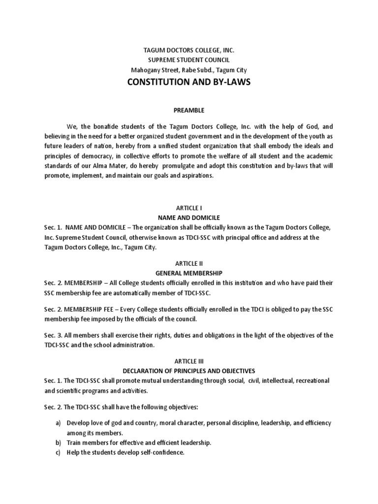 Constitution and By-Laws: Preamble | PDF | Constitutional Amendment ...
