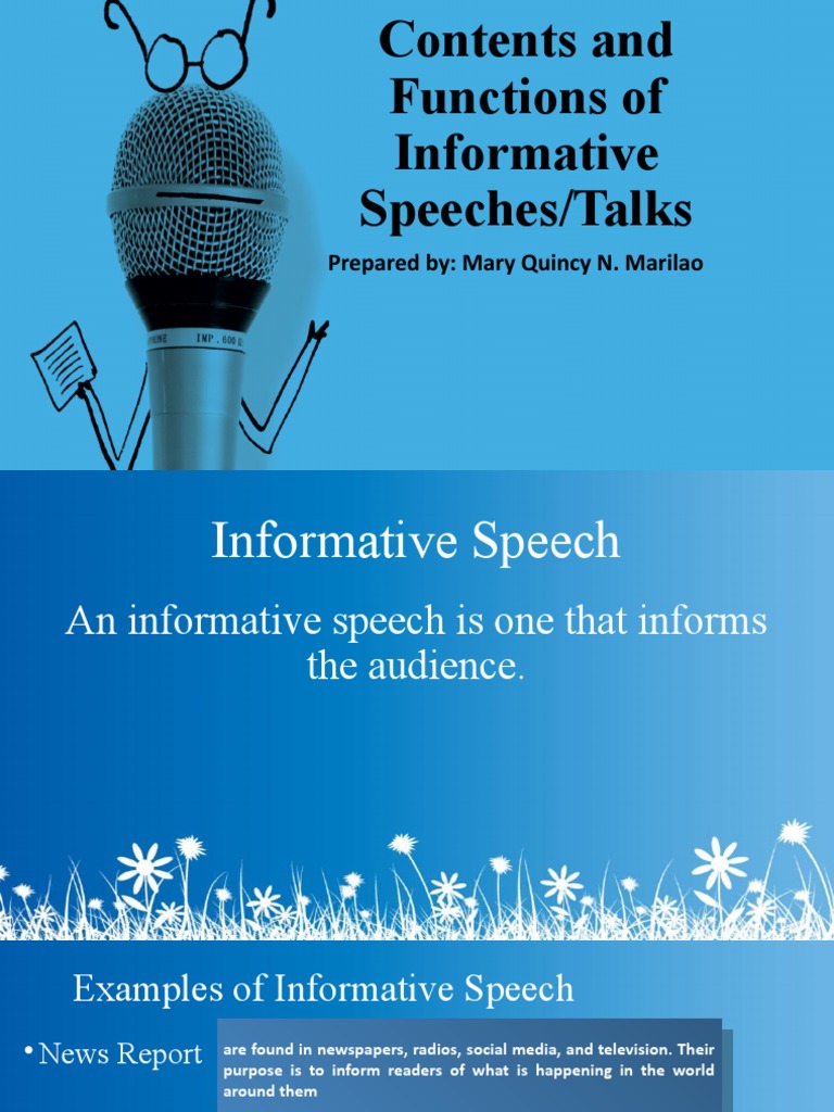 Contents and Functions of Informative Speeches | PDF | Mass Media | News