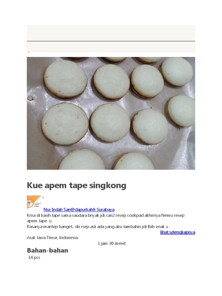 Kue Apem Tape Singkong | PDF