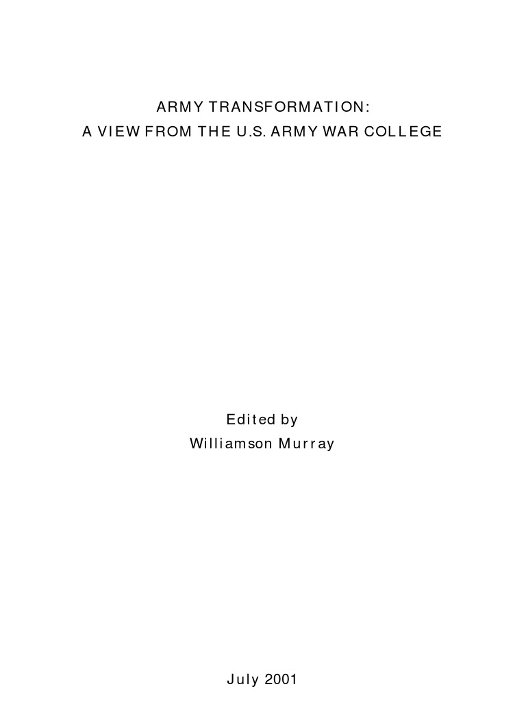 Army Transformation A View From The U.S. Army War College Pub256 | PDF ...