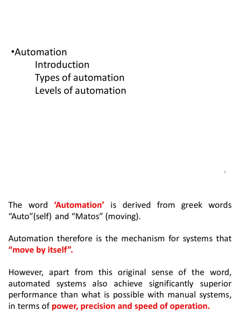 Automation Types of Automation Levels of Automation | PDF | Automation ...