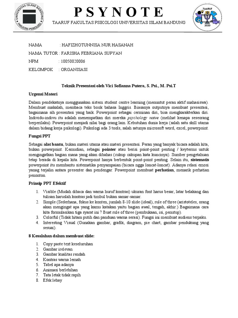 Psynote PKKMB Minggu Ke-5 | PDF