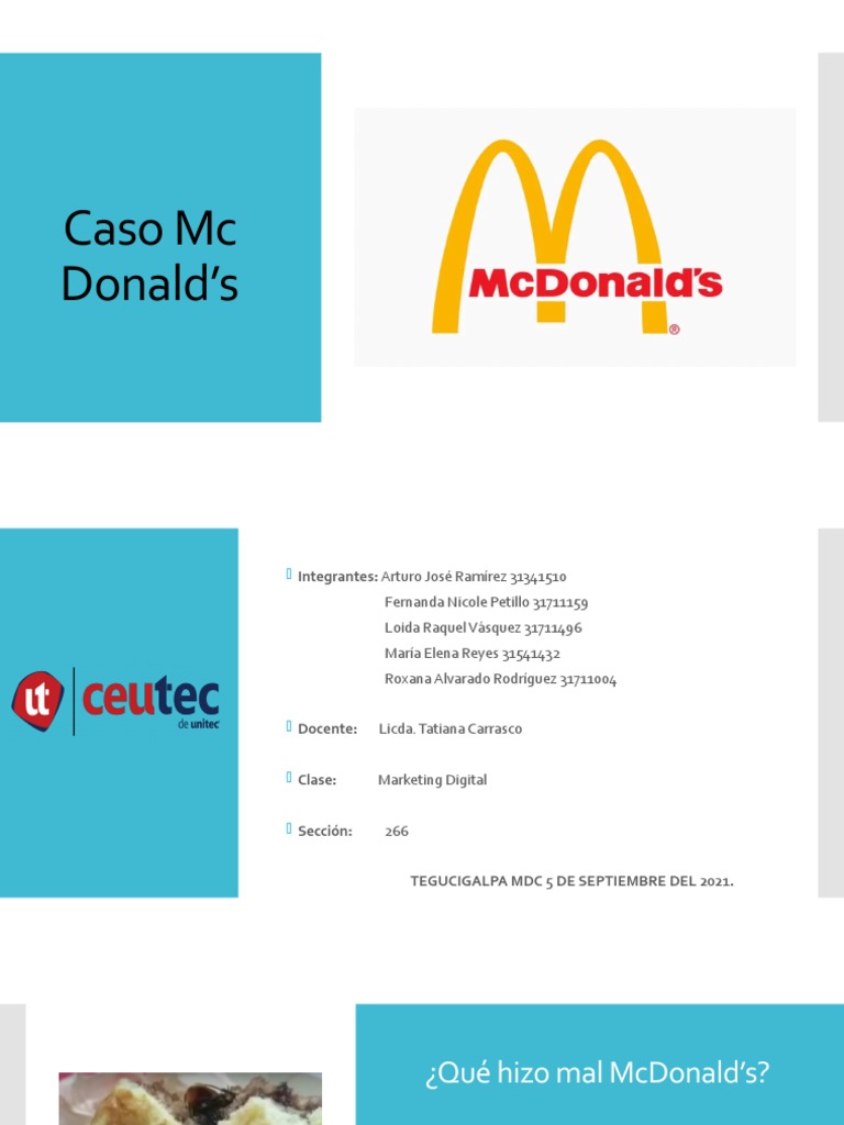 Caso MC Donald's, Tarea Grupal s7 | PDF