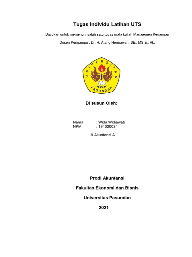 Tugas Latihan Soal Wida Widiawati 19AKA 194020034 | PDF