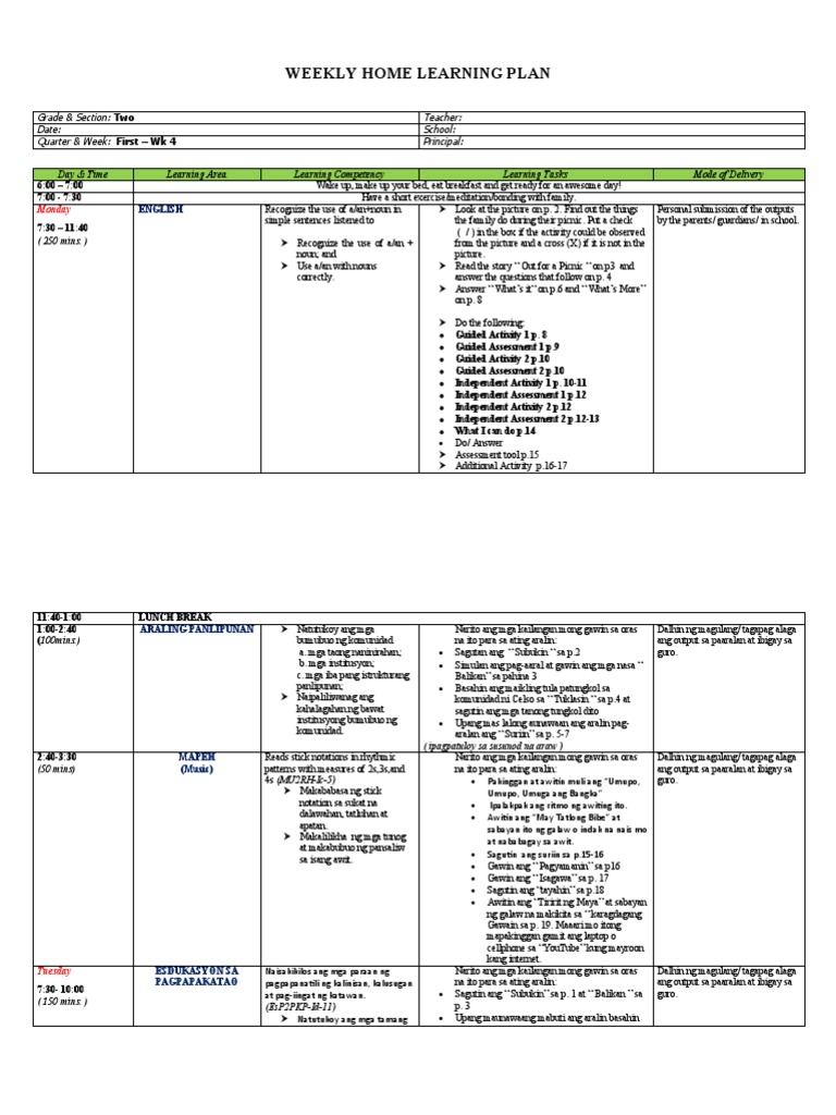 WHLP Grade 2 Quarter 1 Week 4 | PDF