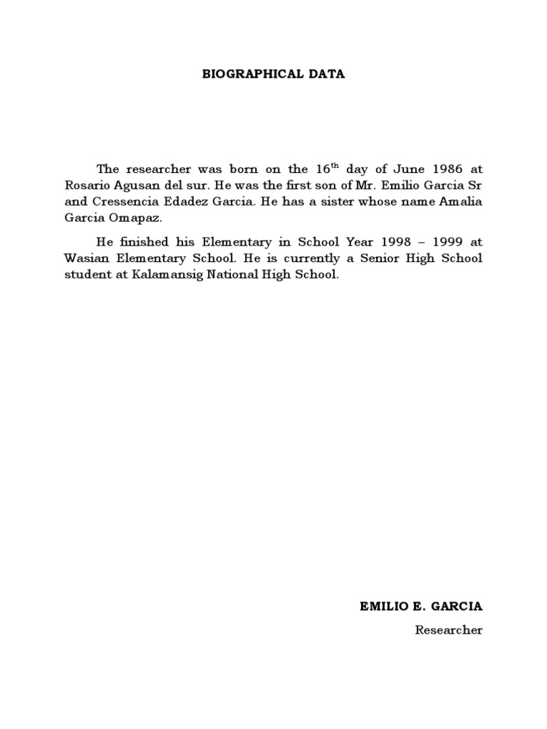 Biographical Data | PDF