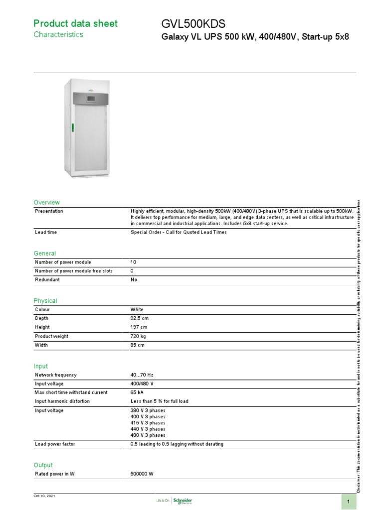 GVL500KDS: Product Data Sheet | PDF | Electrical Engineering | Electricity