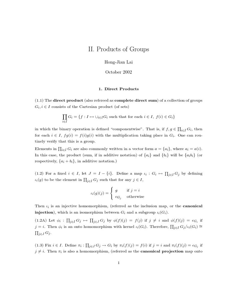 Hungerford Solution 1-5GroupProduct | PDF | Group (Mathematics) | Basis ...