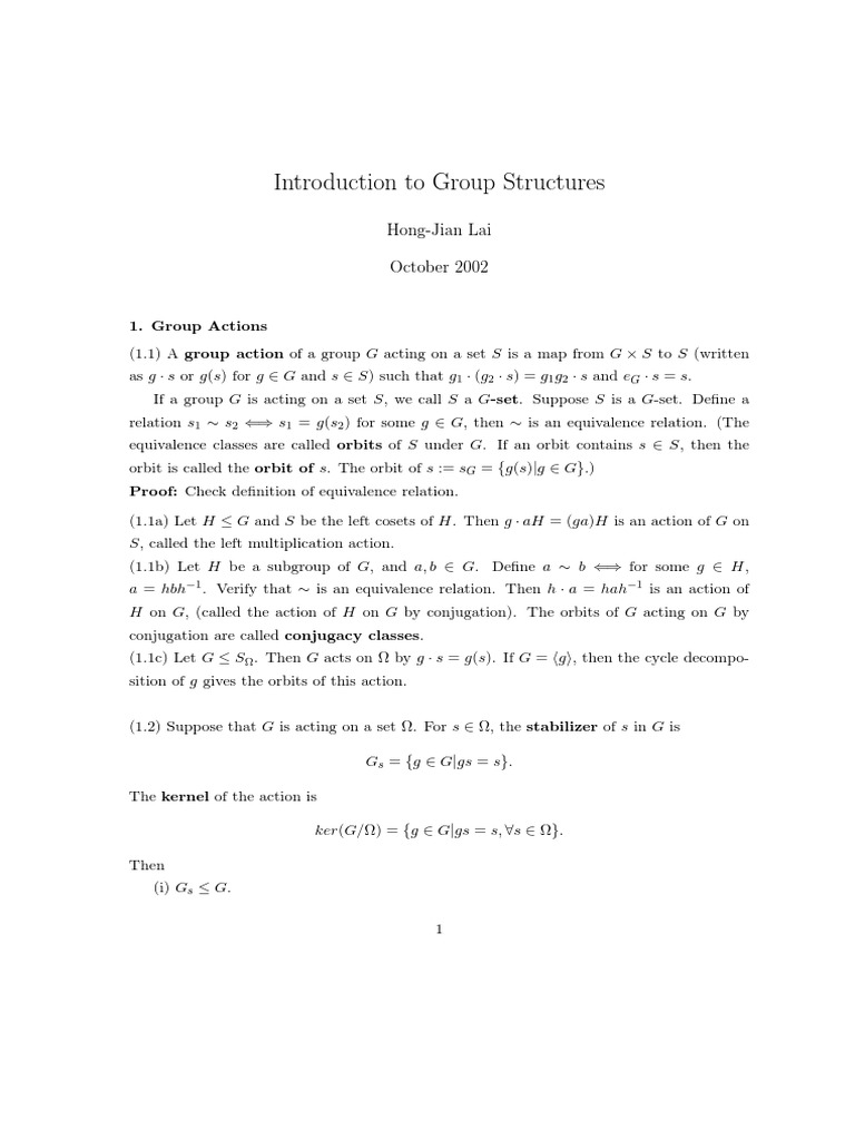 Introduction to Group Structures and Sylow's Theorems | PDF | Index Of A Subgroup | Group Theory
