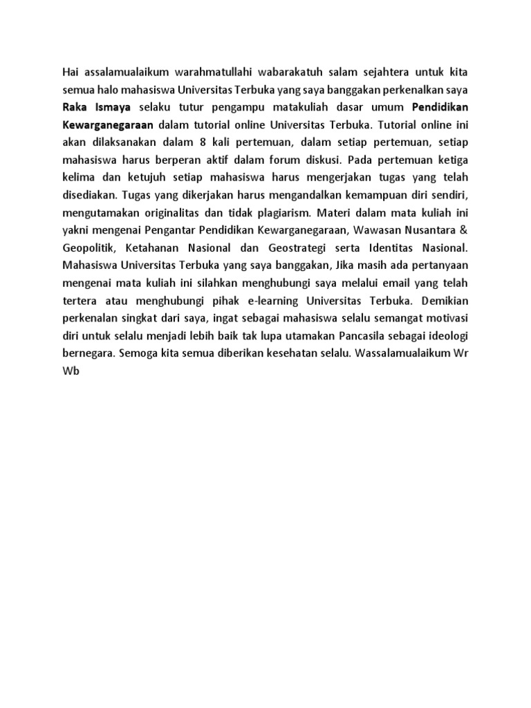 Text Video Perkenalan | PDF