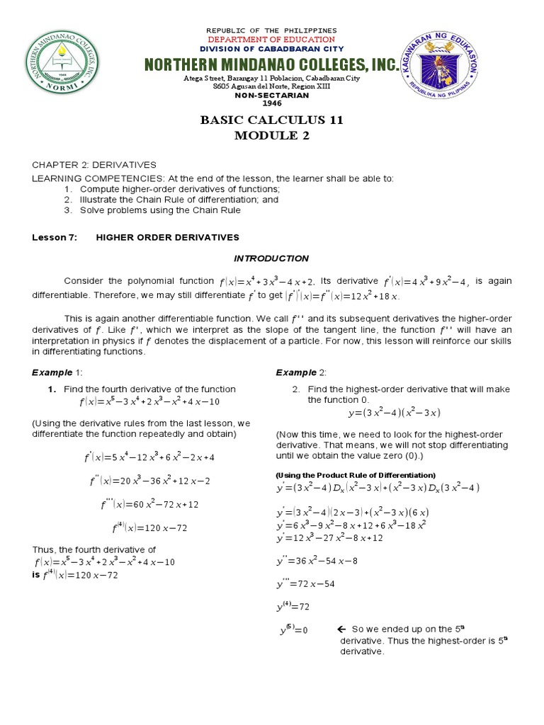 Basic Calculus Module 2 | PDF | Derivative | Theoretical Physics