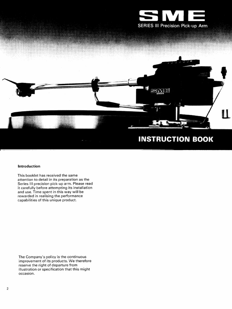 Series Iii Precision Pick-Up Arm Instruction Book | PDF