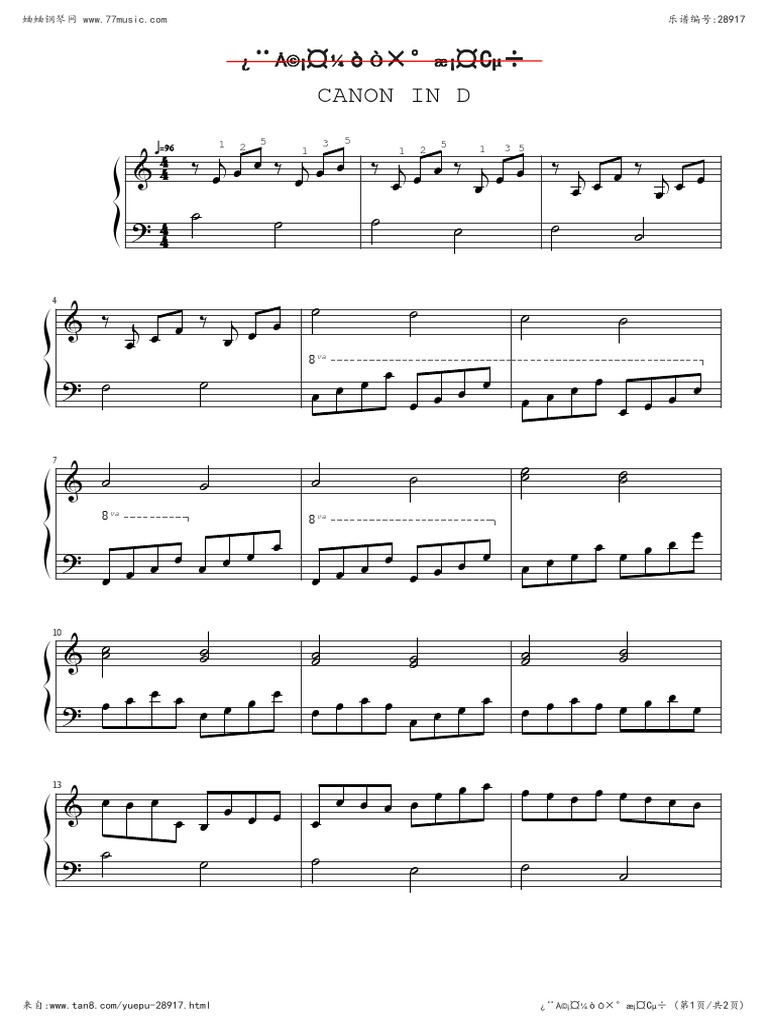 Piano Canon in D (Easy Version) | PDF