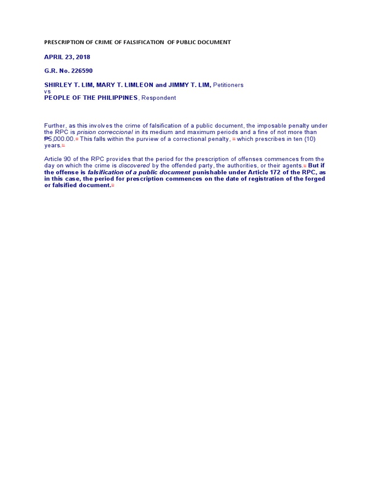 Falsification of Public Document Penalties | PDF