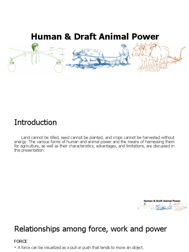 Human and Draft Animal Power | PDF | Agriculture | Food Industry