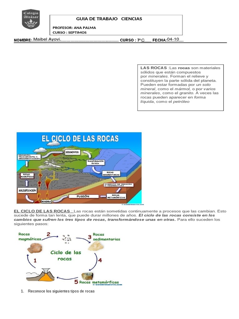 Guia Rocas 7°2021 | PDF | Roca (geología) | Volcán