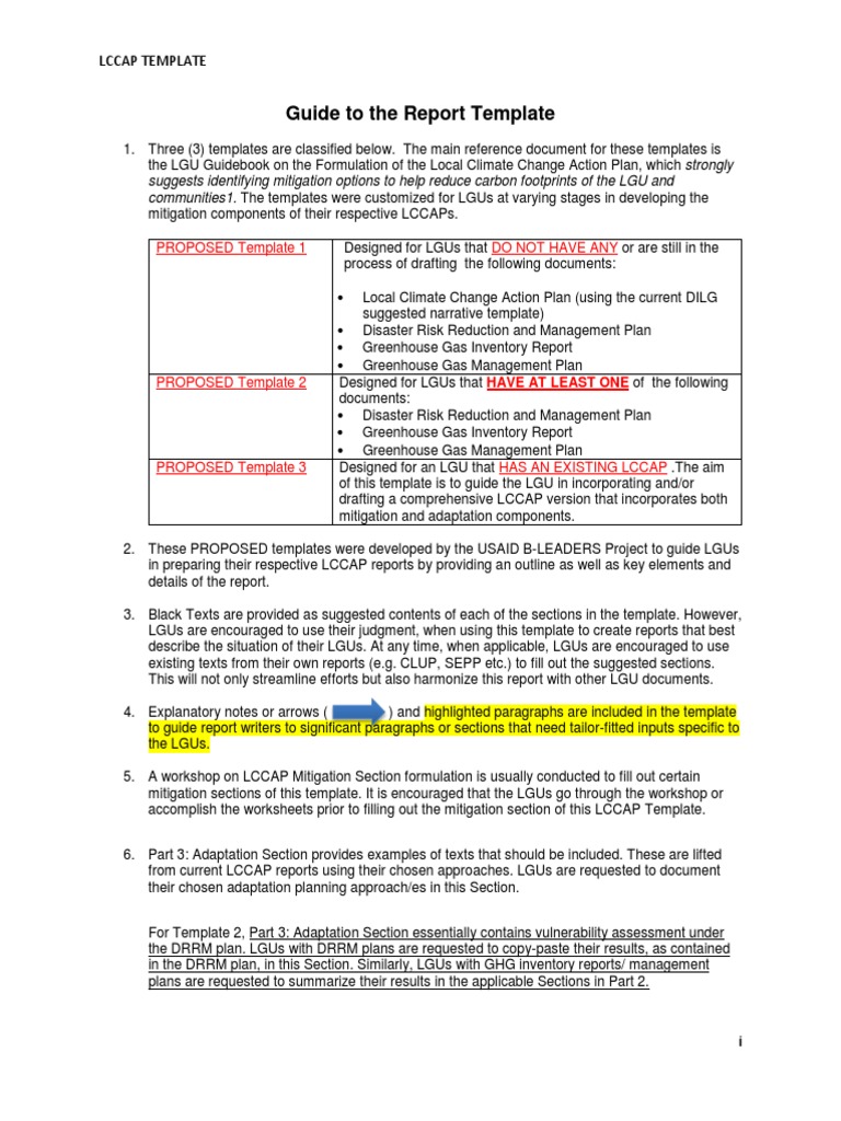 LCCAP Template | PDF | Climate Change | Climate Change Mitigation