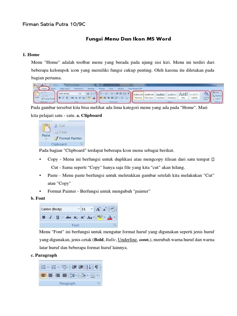 Icon Dan Fungsi Ms Word | PDF