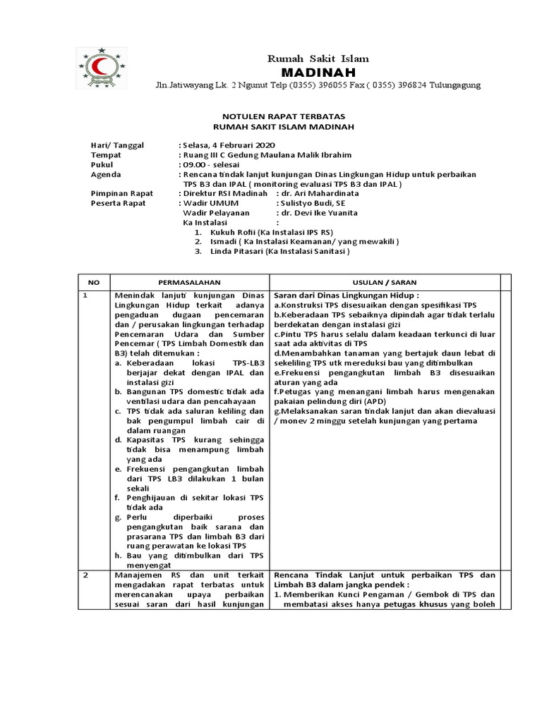 Perbaikan TPS Limbah Medis RSI Madinah | PDF