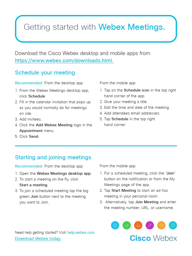 Webex Meetings: Setup & Scheduling Guide | PDF | Mobile App | Icon ...