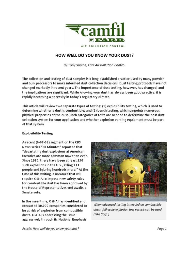 Dust Testing for Safety & Compliance | PDF | Particle Size Distribution ...