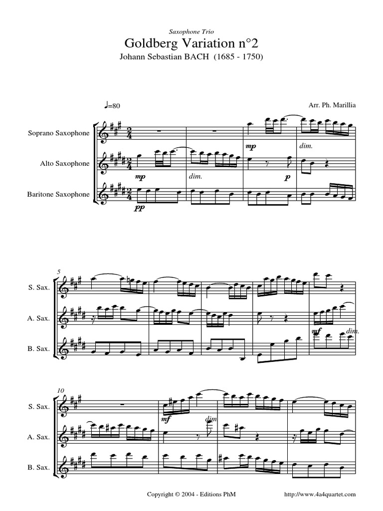Goldberg Variation N°2: Johann Sebastian BACH (1685 - 1750) | PDF ...