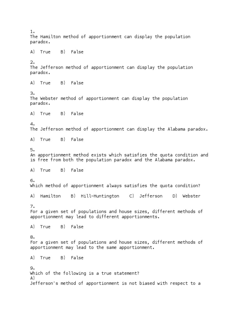 Chapter 14 - Multiple Choice | PDF | Apportionment (Politics) | Elections