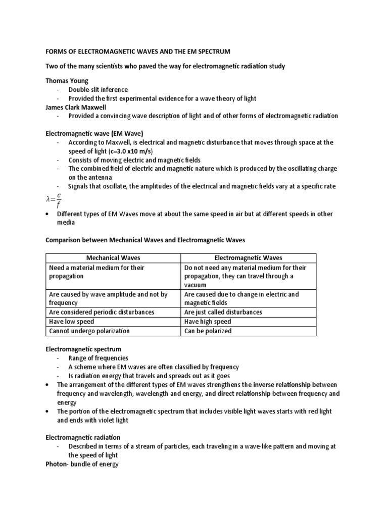 Forms of Electromagnetic Waves and The em Spectrum | PDF ...